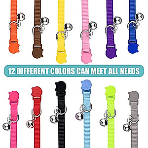 Uteuvili 12 PCS Breakaway Cat Collars with Bell Colorful Soft Safety Buckle Cat Collars Adjustable Breakaway Kitten Collars Safety Collars for Cats, 7 in-11 in