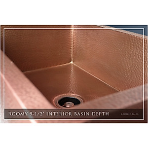 FSW1105 LUXURY 33-INCH HEAVY 12-GAUGE MEDIUM PATINA COPPER FARMHOUSE SINK, INCLUDES ACCS, FLAT FRONT