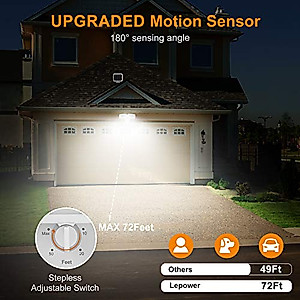 LEPOWER 1000LM Solar Security Lights, Solar Motion Sensor Light Outdoor with 2 Adjustable Head, 5500K White Light, IP65 Waterproof Solar Flood Lights Outdoor for Garage, Yard, Patio(White)