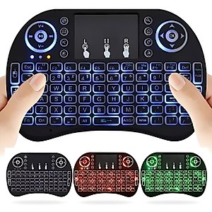 Wireless Mini Keyboard Remote Control Touchpad Mouse Combo Controller with RGB Backlit for Android TV Box Smart TV with OS+USB PC Computer Laptop Window OS HTPC Home Theater PC + USB 2.4GHz Dongle