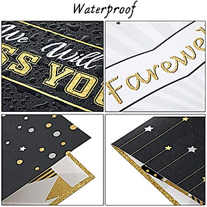 Farewell Party Decorations Goodbye Card Guest Book We Will Miss You Card Retired Party Supplies Going Away Gift for Coworker Men Women Adults(Black and Gold)