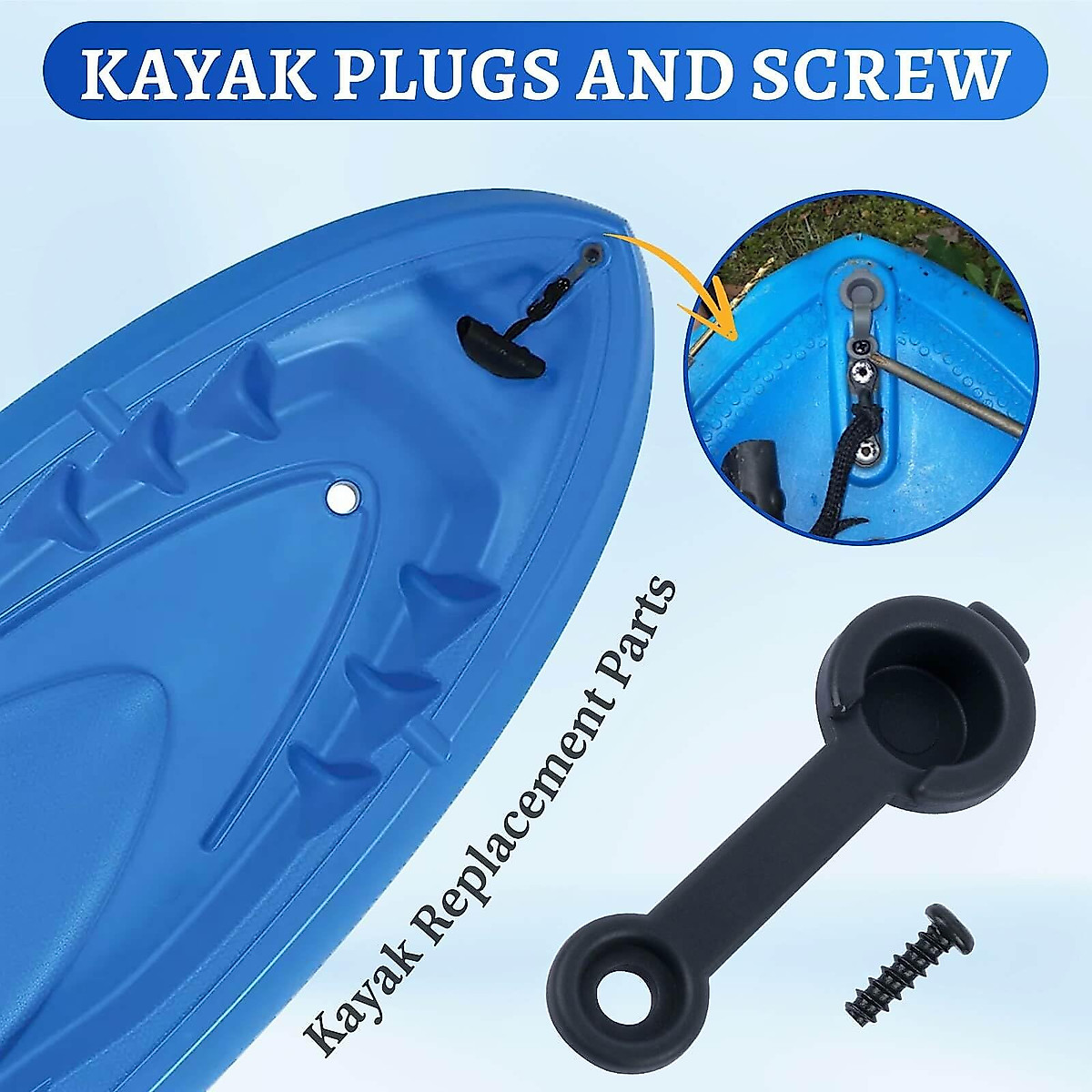Kayak Accessories Urethane Drain Plug and Screw for Lifetime Kayak scupper Plugs (2 Pack)