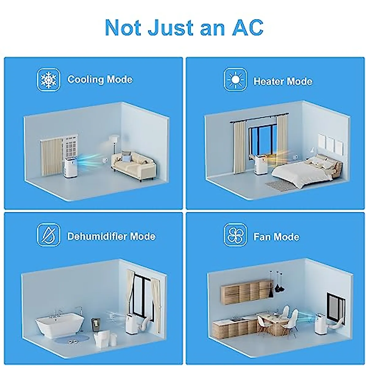 Wiytamo Portable Air Conditioners for Rooms Up to 700 Sq.Ft, 4-in-1 Portable AC Unit, Heater, Dehumidifier & Fan Mode, Remote Control, LED Display, Auto Swing, 14,000 BTU, White