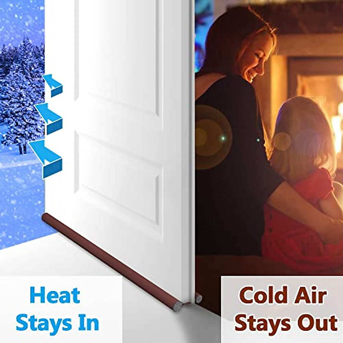 AOKON Door Draft Stopper 36 Inch Under Door Draft Noise Blocker Black Gap Stoppers Entry Door Draft Guard for Bottom of Doors Adjustable Twin Door Draft - Brown