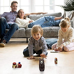 Tphon Russian Nesting Dolls Bear Wooden Matryoshka Dolls for Kids Handmade Cute Cartoon Animals Pattern Nesting Doll Toy Stacking Doll Set of 5