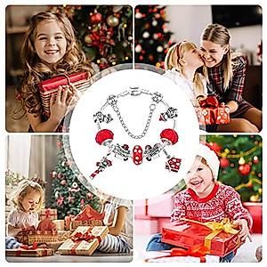 YUAB Christmas Bracelet - Snowman Red House Bracelets Jewelry Pendant - Christmas Stocking Stuffers Holiday Party Favors for Women Girls Kids