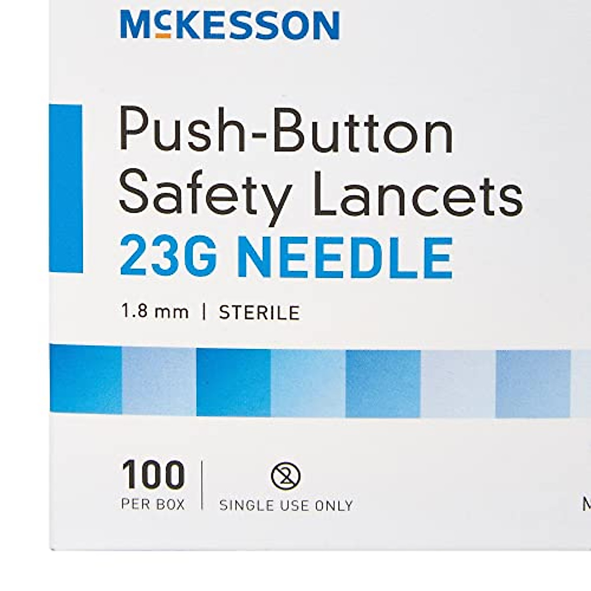 McKesson Safety Lancets, Sterile, Push-Button, 23 Gauge Needle, 1.8 mm, 100 Count, 1 Pack
