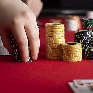 Coin Inlay Poker Chips Set - 750 Heavyweight (15-Gram) Clay Composite Chips, Playing Cards, Dealer Button, Dice, & Hi-Gloss Case - Professional Casino Supplies, Kits, Holders, & Storage Container