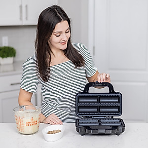 Lumme Sausage Roll Maker, Snack Maker, Delicious Pizza Pockets, Hot Dogs in Blanket, Hot Apple Pie, Chocolate Roll, Sausage Rolls, Fits 4, Non-stick, Make Quick, and savory meals Black