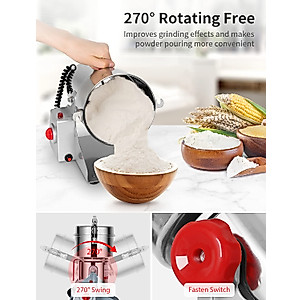 1000g Electric Grain Mill Grinder 2800W High Speed Powder Grinder Machine Stainless Steel Commercial Pulverizer Grinding Machine for Kitchen Pepper Coffee Corn