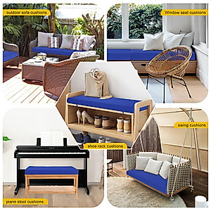 Millsilo Outdoor/Indoor Bench Cushion 36"x14"x4", Waterproof Patio Bench Cushion Furniture, Non-Slip Bay Window Seat Cushion, Durable Bench Pad, Swing Cushion, Garden Long Chair Cushion Blue