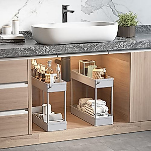 SOLEJAZZ Slim Storage Cart, 4 Tier Bathroom Organizer Mobile Shelving Unit, Rolling Utility Cart Slide Out Organizer for Kitchen, Bathroom, Laundry, Narrow Places, Gray