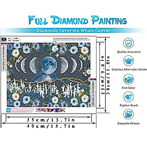 Moon Diamond Painting Kits for Adults -Flower 5D Diamond Art Kits, Full Drill Diamond Painting,Gem Arts and Crafts for Beginner Kids Home Wall Decor 16 x 12 Inch