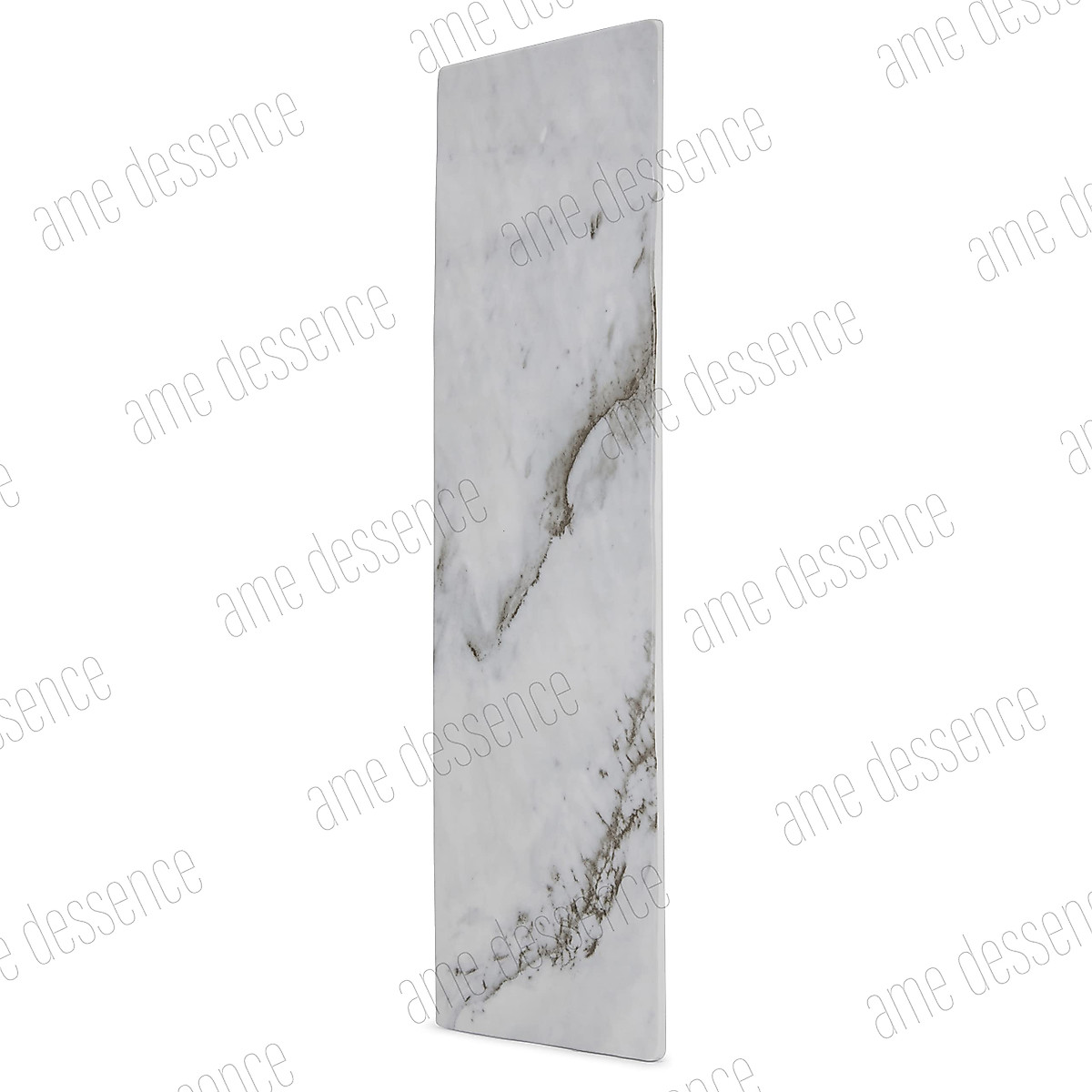 AME D'ESSENCE 20 3/4" x 6 1/4" White Shadow Faux Marble Melamine Serving Board for Meat, Cheese, Vegetables, Bread, and Charcuterie - Decorative Serving Board for Kitchen and Dining Room