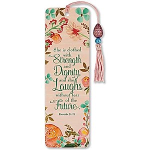 She is Clothed with Strength and Dignity Beaded Bookmark