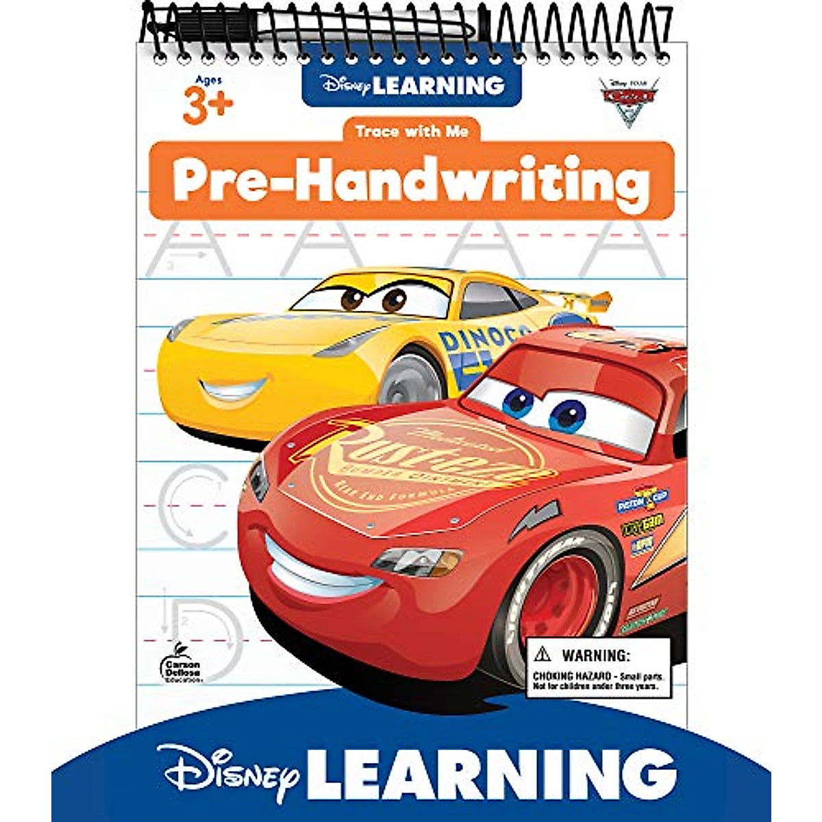 Disney Learning Cars 3 Trace With Me Pre-Handwriting Tracing Books for Kids Ages 3-5, Preschool Shapes and Letter Tracing Wipe Clean Workbook, Dry Erase Handwriting Practice Book for Kids, Pre K +