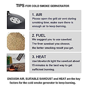 Realcook 13.78 inch Cold Smoke Generator for BBQ Grill or Smoker Wood dust Hot and Cold Smoking Salmon Meat Burn Time up to 18-24 Hours