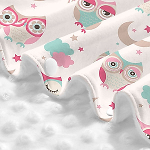 Rutiea Cartoon Owls Birds Pattern Car Seat Cover for Babies, Peekaboo Opening Minky Carseat Canopy Stroller Cover for Newborn, Mom Nursing Breastfeeding Covers, Blanket for Infant Toddler