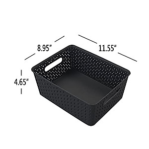 Teyyvn Plastic Storage Basket, 11.6" x 8.9" x 4.7", Pack of 4, Dark Gray