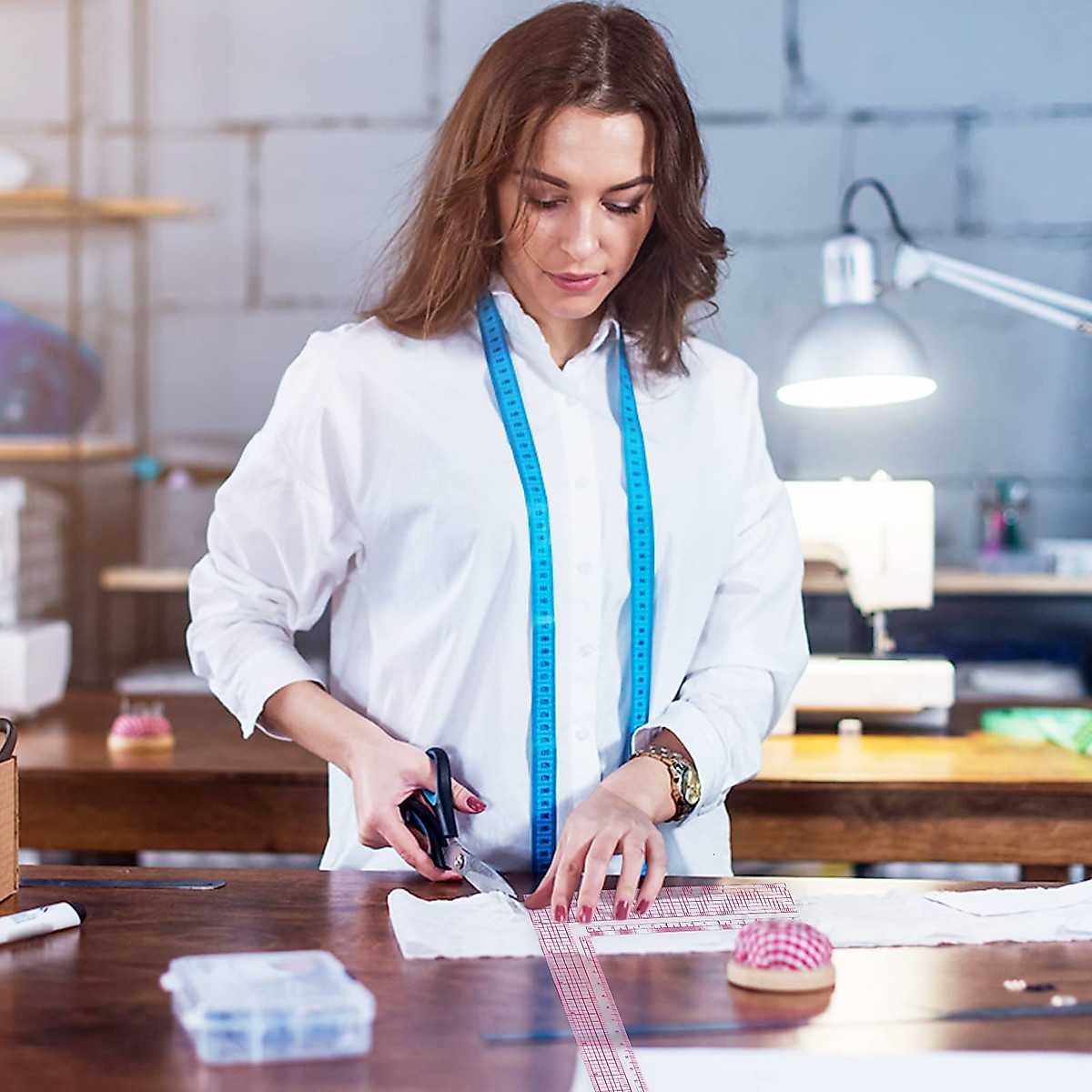 Lusofie Sewing Ruler, 2 Pcs Plastic L Square Ruler, Framing Ruler, Clear Sewing Ruler for Tailor Craft Tool, Drawing Measuring Supplies (8.46x8.46 inch, 21.5 cm length)