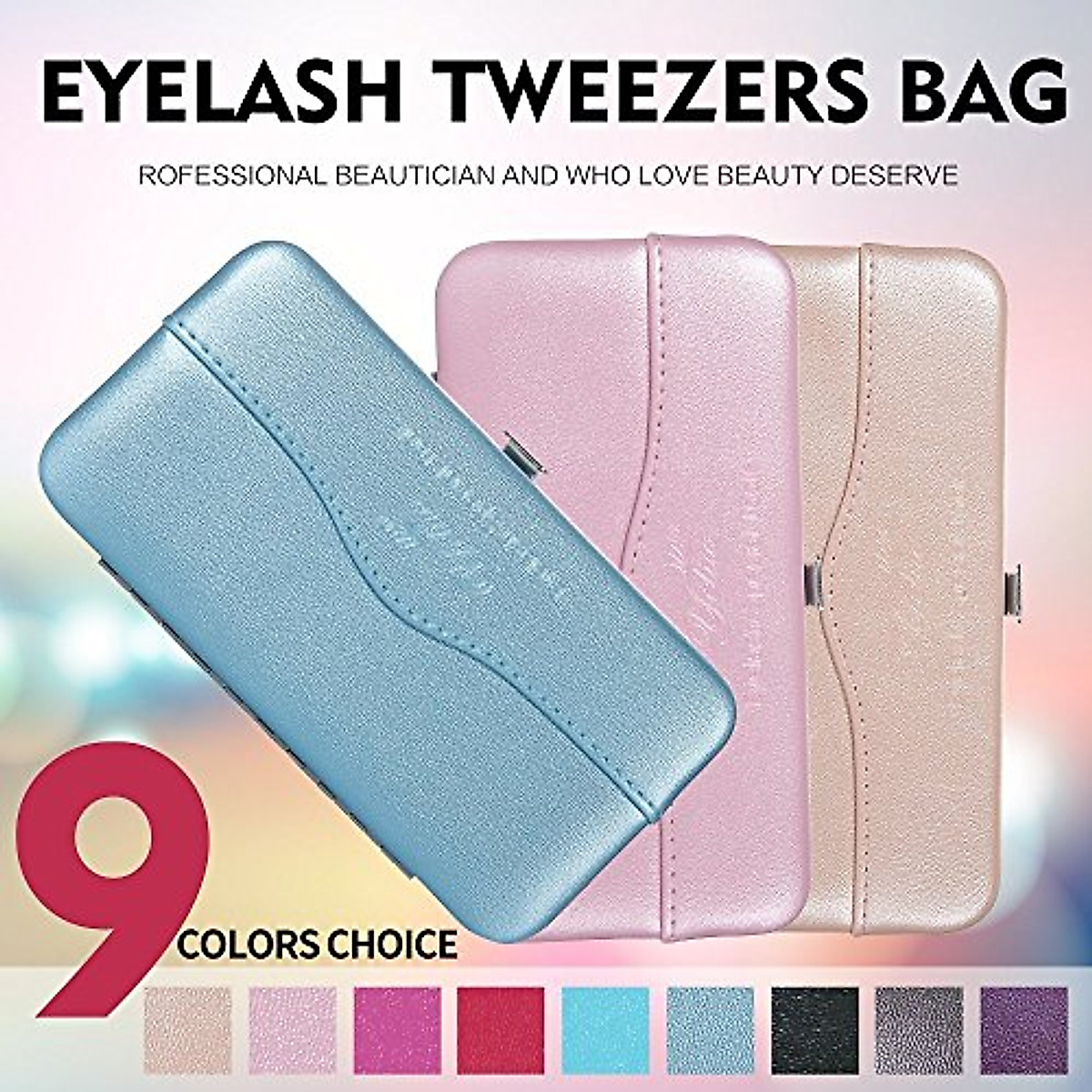 Small Tweezers Case for Eyelash Extensions Individual Makeup Tools Storage Scissors Lash Brush and Tweezers Bag 9 Colors by Yelix (Pink Purple)