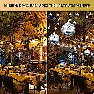 RHM 37Pcs Mirror Disco Ball Hanging, Glass Disco Ball Decor with Rope Silver Disco Party Decorations Suitable for Christmas/Birthday/Wedding/Family Party Decoration (1.9inch, 3.14inch, 3.9inch)