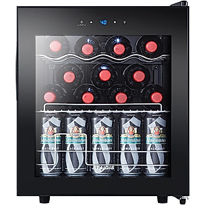 STAIGIS Beverage Refrigerator, 1.6 Cu.ft Mini Fridge w/ 45 Can Capacity, Small Beverage Cooler for Home - Freestanding, Glass Door