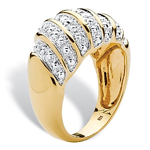 PalmBeach Yellow Gold-plated Sterling Silver Genuine Diamond Accent Dome Ring Sizes 6-10 Size 8