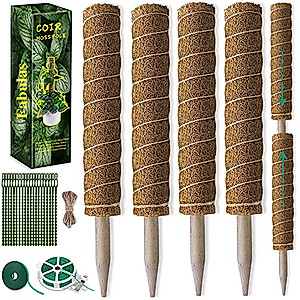 Moss Pole 47.5 Inch, 4 Pack Moss Poles for Climbing Plants, Monstera Coir Totem Pole, 16 Inch Moss Sticks for Indoor Plant Support, Train Pothos Creepers Potted Plants Grow Upwards, with Garden Ties