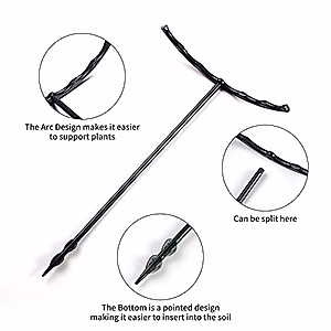 12 Pack Plant Support Plant Stakes with 24 Pcs Plant Clips, Half Round Plant Support Ring Plastic Plant Cage Holder Flower Pot Climbing Trellis for Small Plant Flower Vegetable,Indoor Plants