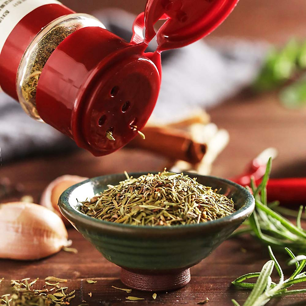 Kingrol 36 Pack Plastic Spice Jars with Red Sifter Caps, 3 FL OZ Reusable Seasoning Jars for Spices, Herbs, Powders, Glitters, Craft Supplies