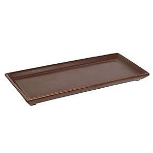 Hosley's 11" Long Brown Ceramic LED Tea Light/Pillar Candle Tray. Ideal Gift for Wedding, Party, Votive Candle Gardens, Pedestal, Tray for Orbs, Bonsai, Floral Arrangements, Serve Ware. O6