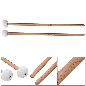 Jacksking Drum Mallets Sticks 2Pcs Mallet Percussion Drum Mallet Hammer White Felt Timpani Snare Drum Musical Instrument Accessories