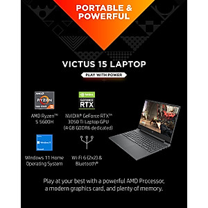 HP Victus 15-fb0020nr 15.6 Gaming Notebook - Full HD - 1920 x 1080 - AMD Ryzen 5 5600H Hexa-core [6 Core] - 8 GB Total RAM - 512 GB SSD - Mica Silver (Renewed)