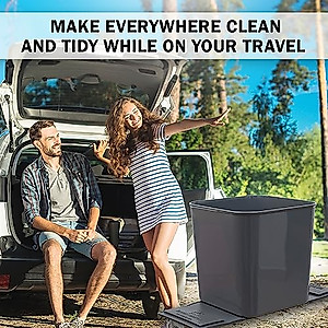 HAUSSIMPLE Car Trash Can – 1.4 Gallon Leakproof Garbage Bin for Cars, Trucks & SUVs, Large Capacity Automotive Waste Container with Anti-Slip Base – Gray Trash Bag Holder for Vehicle Interior