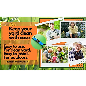 ZONDER Trash Can Locks | Bungee Cord Outdoor Trash Can Locks for Raccoons Animals | Neat Yard | Bear Garbage Bin Locks - Ease of Use - Durable - Double Pack