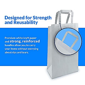 Reli. 110 Pack | 5.25"x3.25"x8" | Small White Gift Bags w/Handles | Kraft Paper Gift Bags/Shopping Bags | White Paper Bags for Gifts, Retail, Merchandise, Party Favors