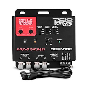 DS18 DBPM100 Digital Bass Processor, 2 Channel Preamp Input/Output, Subsonic Filter, Digital Bass Restoration, Bass Booster, Remote Level Control w/Clip LED, Fully Adjustable Bass Processor (Renewed)