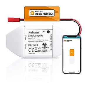 Smart Wi-Fi Garage Door Opener, Compatible with Apple HomeKit, Siri, Alexa & Google Assistant, Carplay, App Remote Control, Only Support 2.4GHz Networks