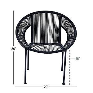 Deco 79 Contemporary Plastic Rattan Oval Outdoor Chair, 29" x 23" x 30", Black
