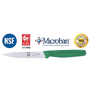 Icel Portugal Paring Knife 4-inch Serrated with Point Green Handle