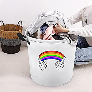 Fuck Gay Pride LGBT Rainbow Large Laundry Basket Hamper Bag Washing with Handles for College Dorm Portable