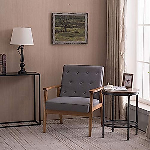TECHSOUK Modern and Simple Design Sofa, Button Tufted, Rubber Wood Solid Wood Frame, Walnut Color handrail (75 x 69 x 84) cm