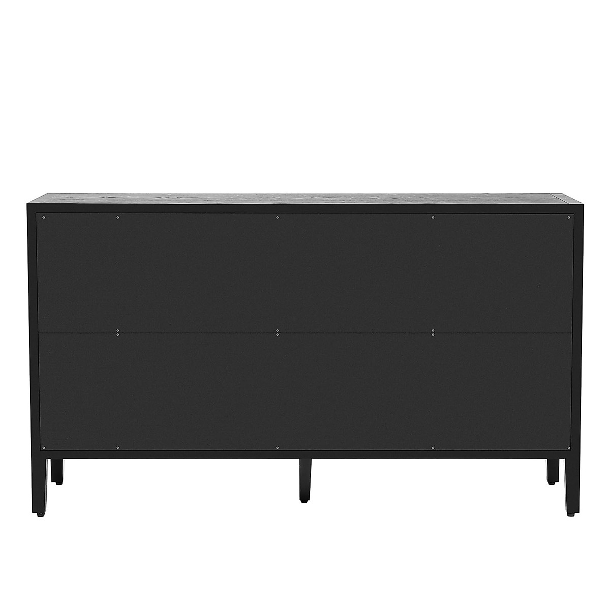 VKKILPEE 58" Black Accent Cabinet with Three Tempered Glass Doors, Wood Buffet Sideboard Floor Cabinet Sideboard with Adjustable Shelf, Multifunctional Storage Cabinet for Collections, Display