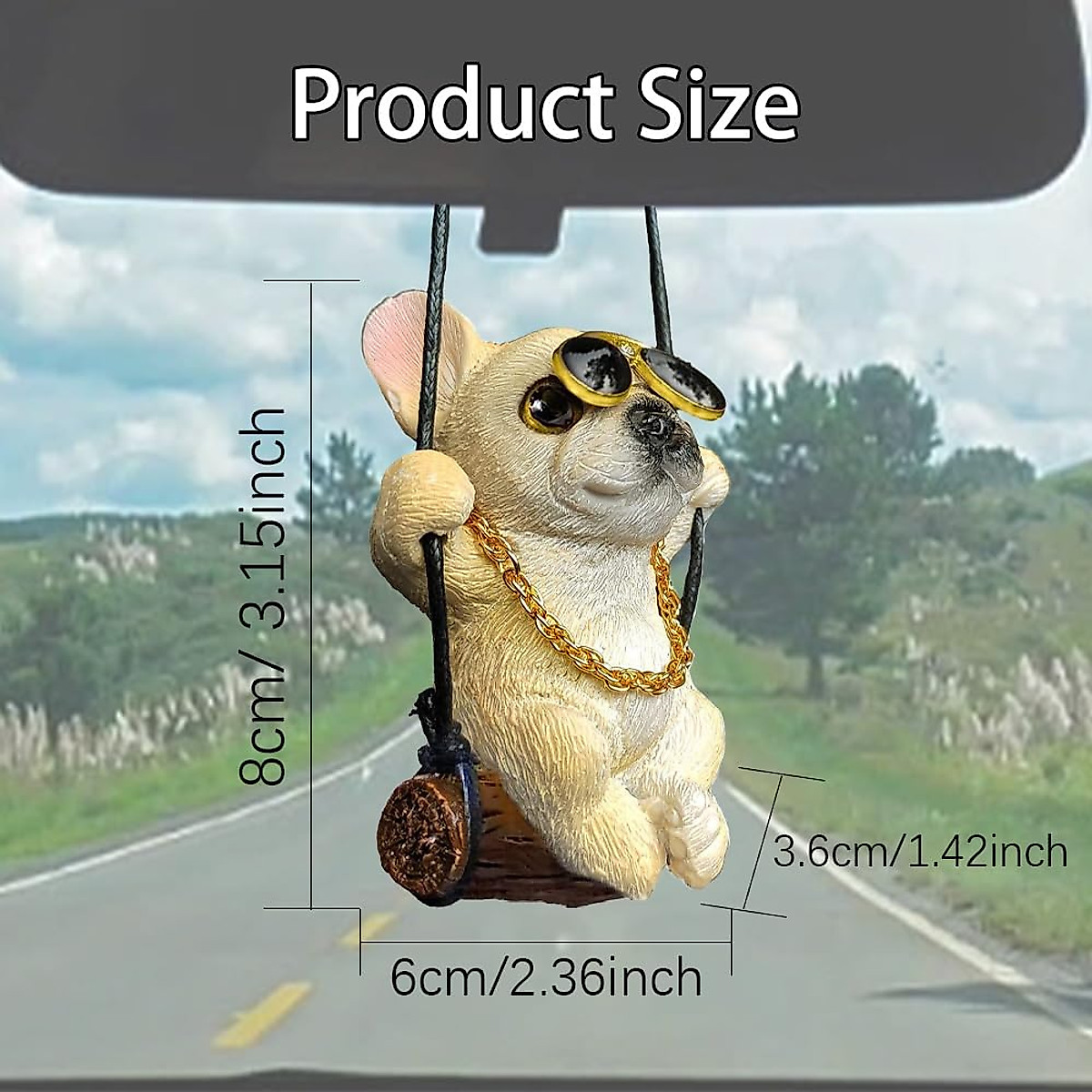 Zufoty French Bulldog Car Hanging Ornament, Mirror Accessories, Interior Decor for Men & Women