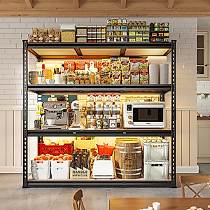 REIBII 48.2''W Storage Shelves Heavy Duty Garage Shelving 2500LBS Garage Shelves Adjustable Storage Shelves 4 Tier Metal Shelves for Storage Rack Industrial Metal Shelving Unit, 48.2"W X 24.2"D X 60"H