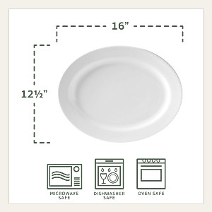Everyday White by Fitz and Floyd Oval 16 inch Porcelain Serving Platter, 16-Inch