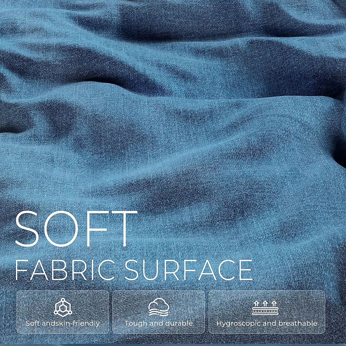 Vigosit Gaming Chair with Heated Massage Lumbar Support, Breathable Fabric Office Chair with Pocket Spring Cushion and Footrest, Recliner High Back PC Chair for Adult Blue