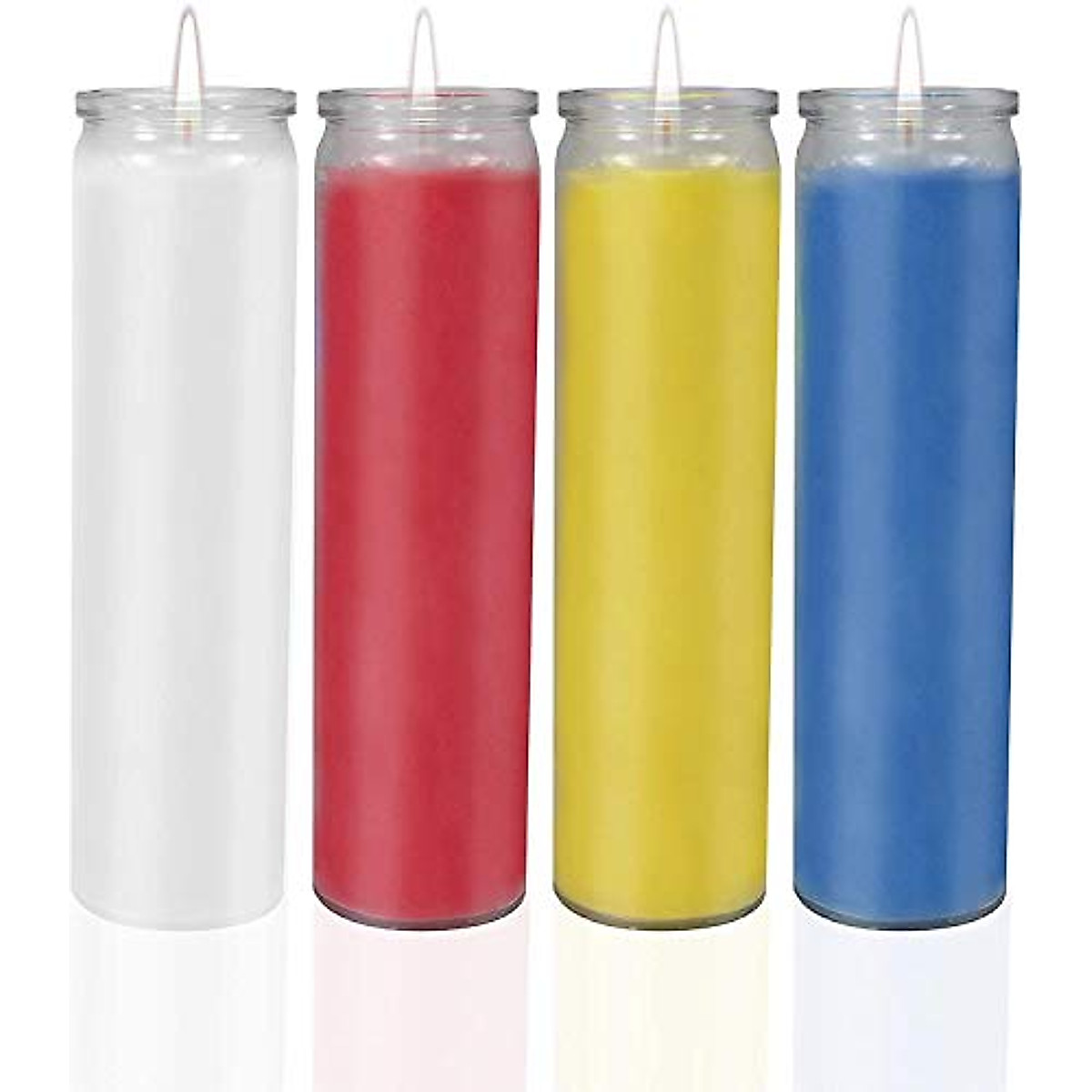 CocoSoy Candles, Assorted 7 Day Sanctuary Glass Jar Candles Great for Religious, Memorial, Party Decor, Vigils, Prayers, Blessing, 100% Natural Coconut Soy Wax - 4 Pack