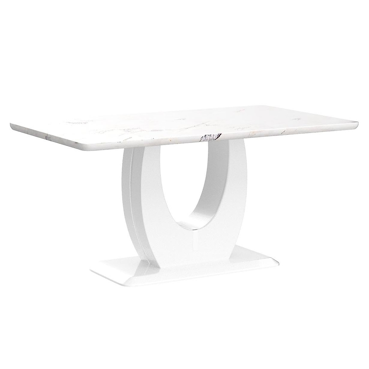 YWUFUART 63" Modern Marble Table,Rectangular Dining Table for 6,Imitation Marble Grain Dinner Table for Kitchen,Dining Room,White